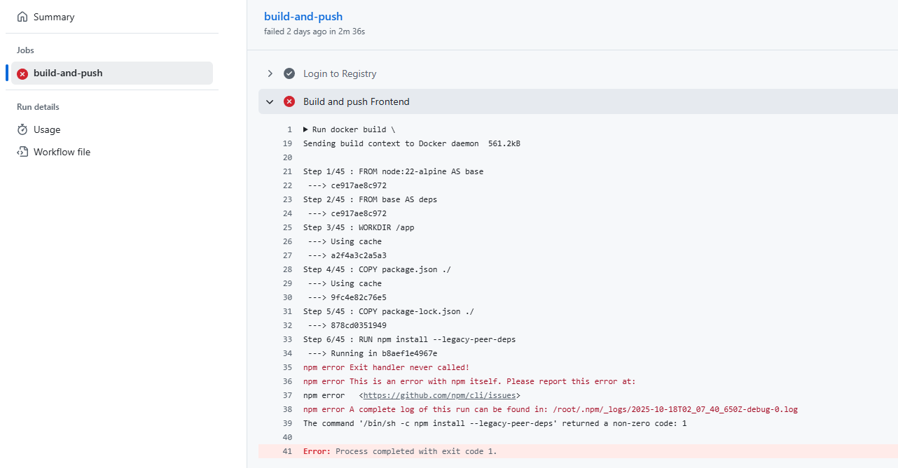 [GithubAction] 'npm error Exit handler never called!' in GitHub Actions | Oscar's Notebook